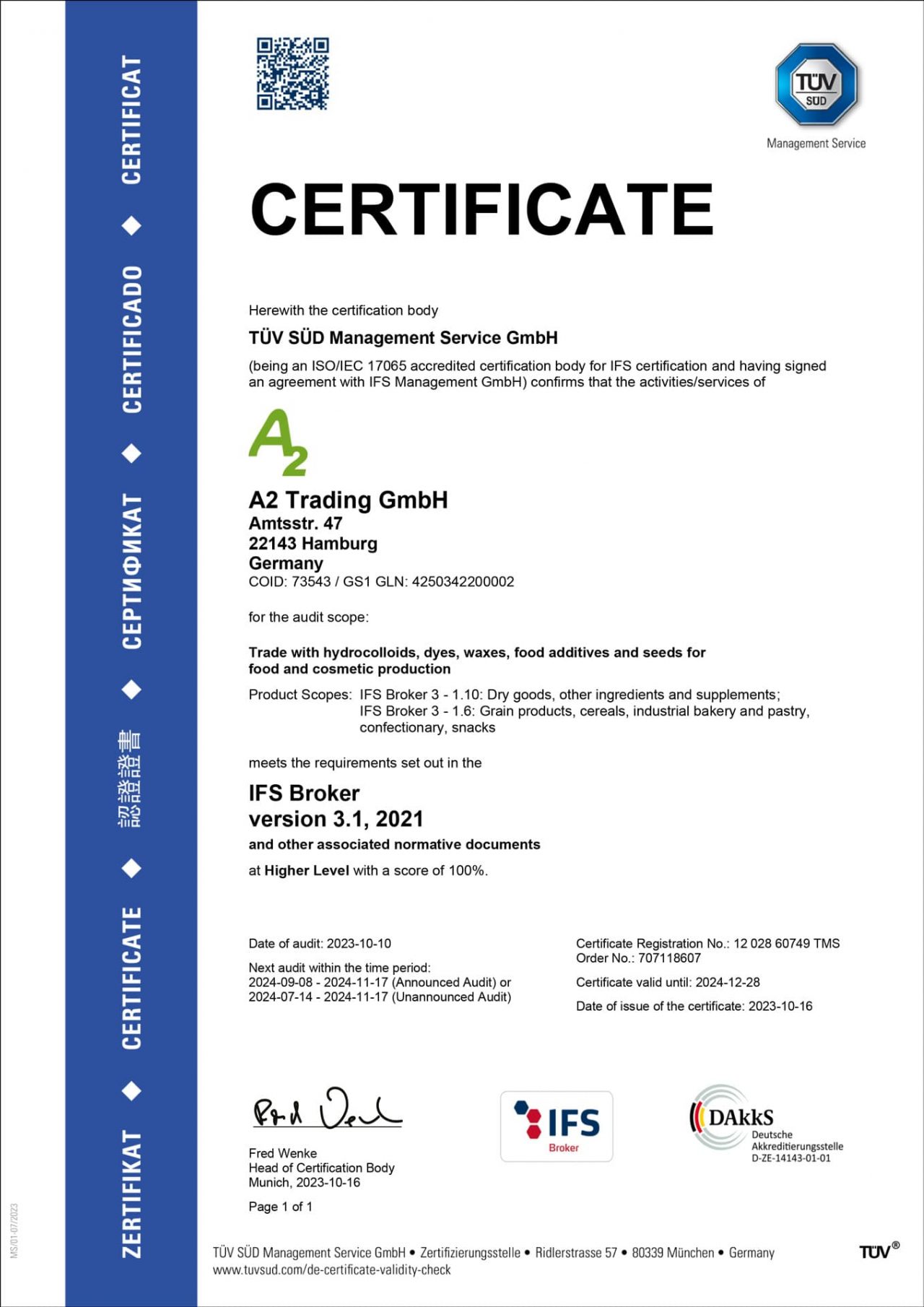 Certificates | A2-Trading
